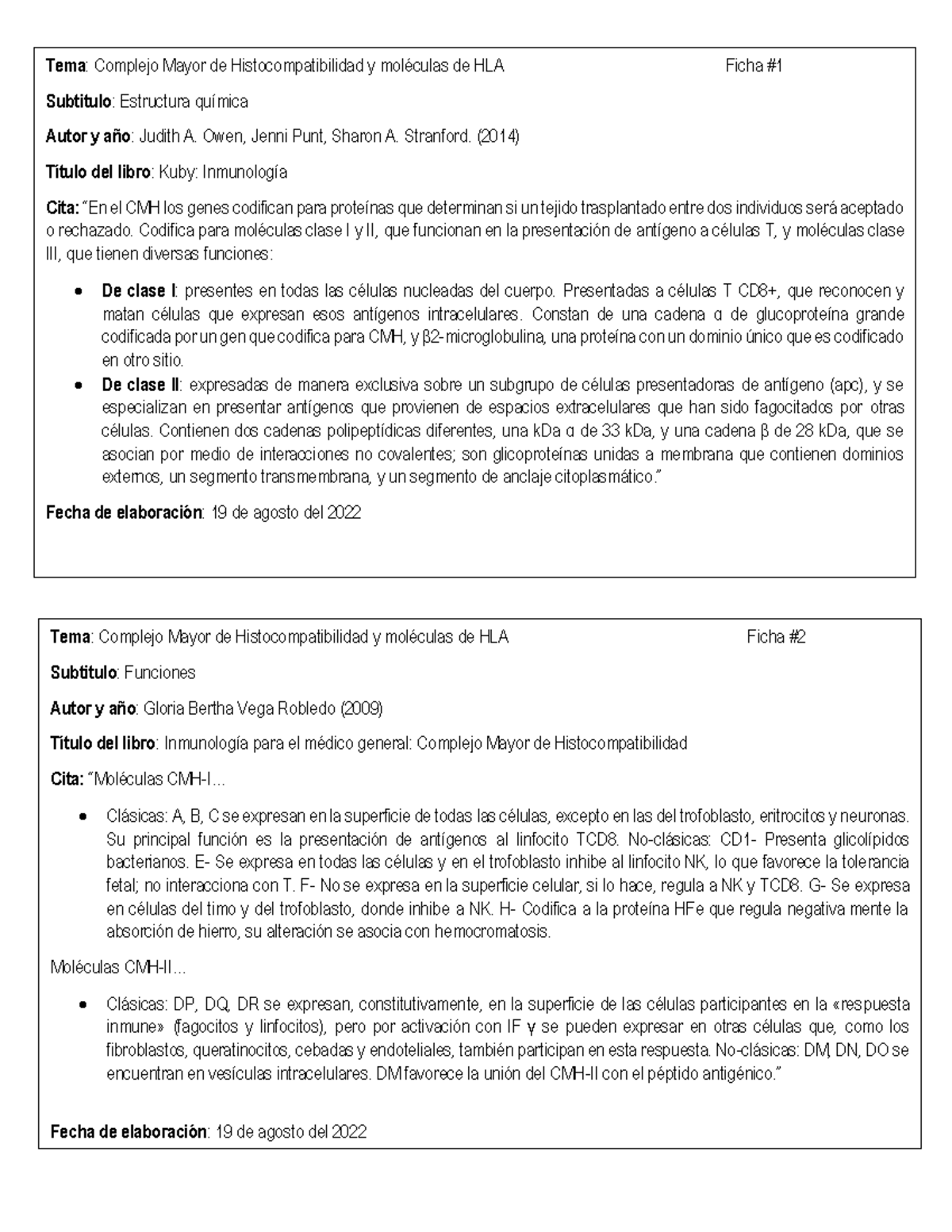 Ficha textual - CMH - Tema : Complejo Mayor de Histocompatibilidad y ...