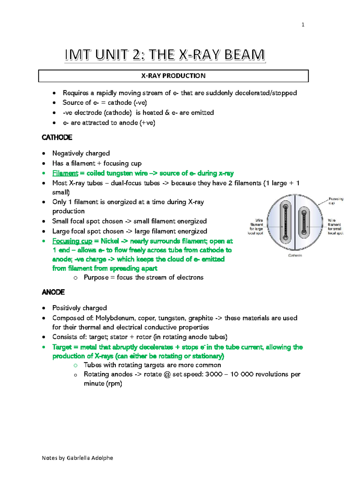 IMT UNIT 2 - Summary of X-ray Production and Tube Mechanics - Studocu