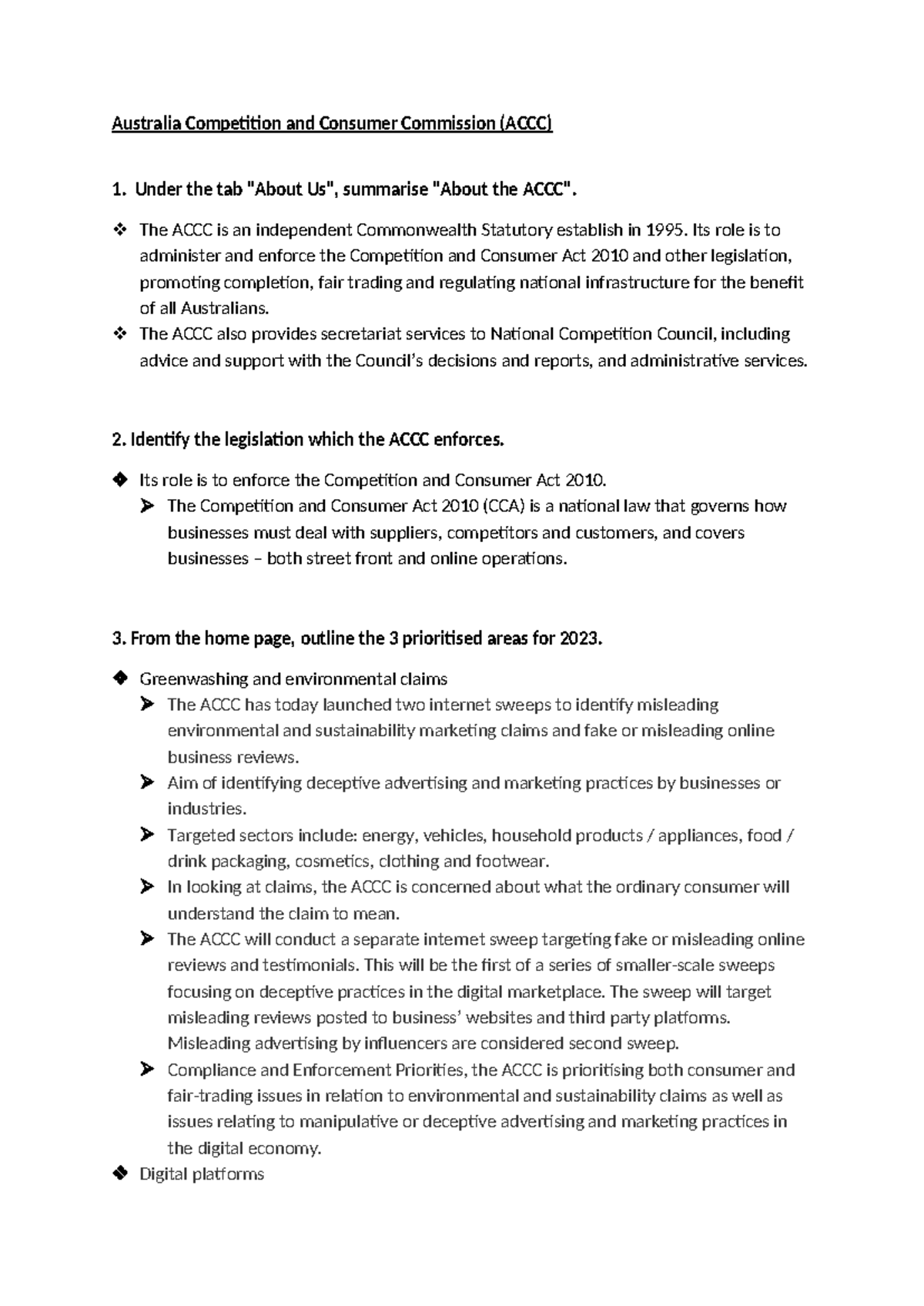 ACCC - ACCC notes - Australia Competition and Consumer Commission (ACCC ...