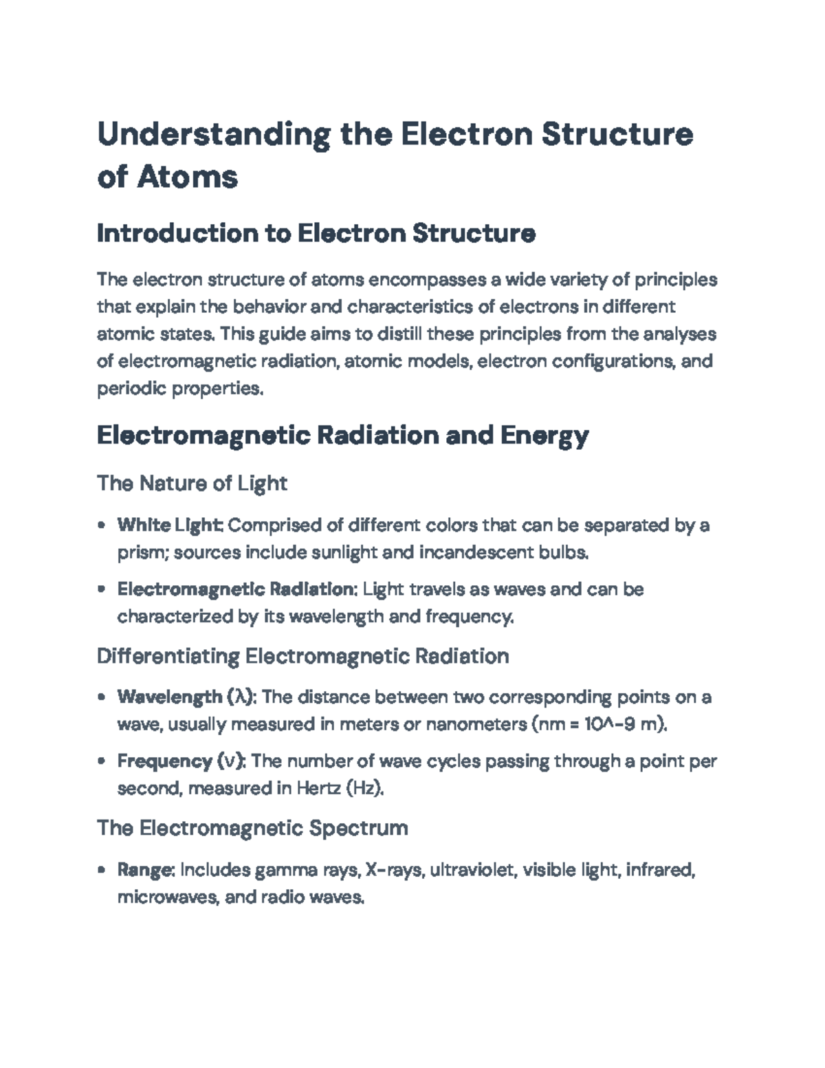 Electron Structure of Atoms: Principles and Periodic Trends ...