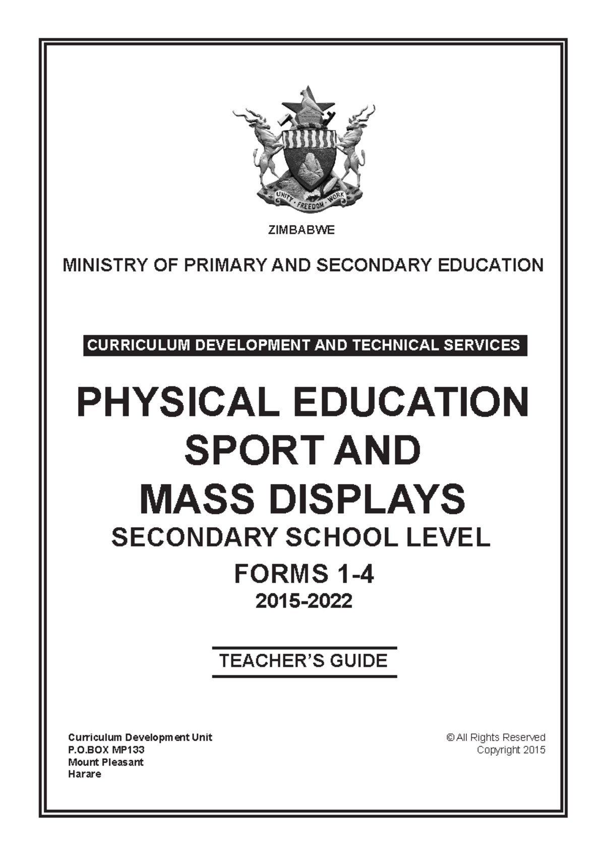 FORM 1-3 PHYSICAL EDUCATION & MASS DISPLAYS TEACHER'S GUIDE (2015-2022 ...