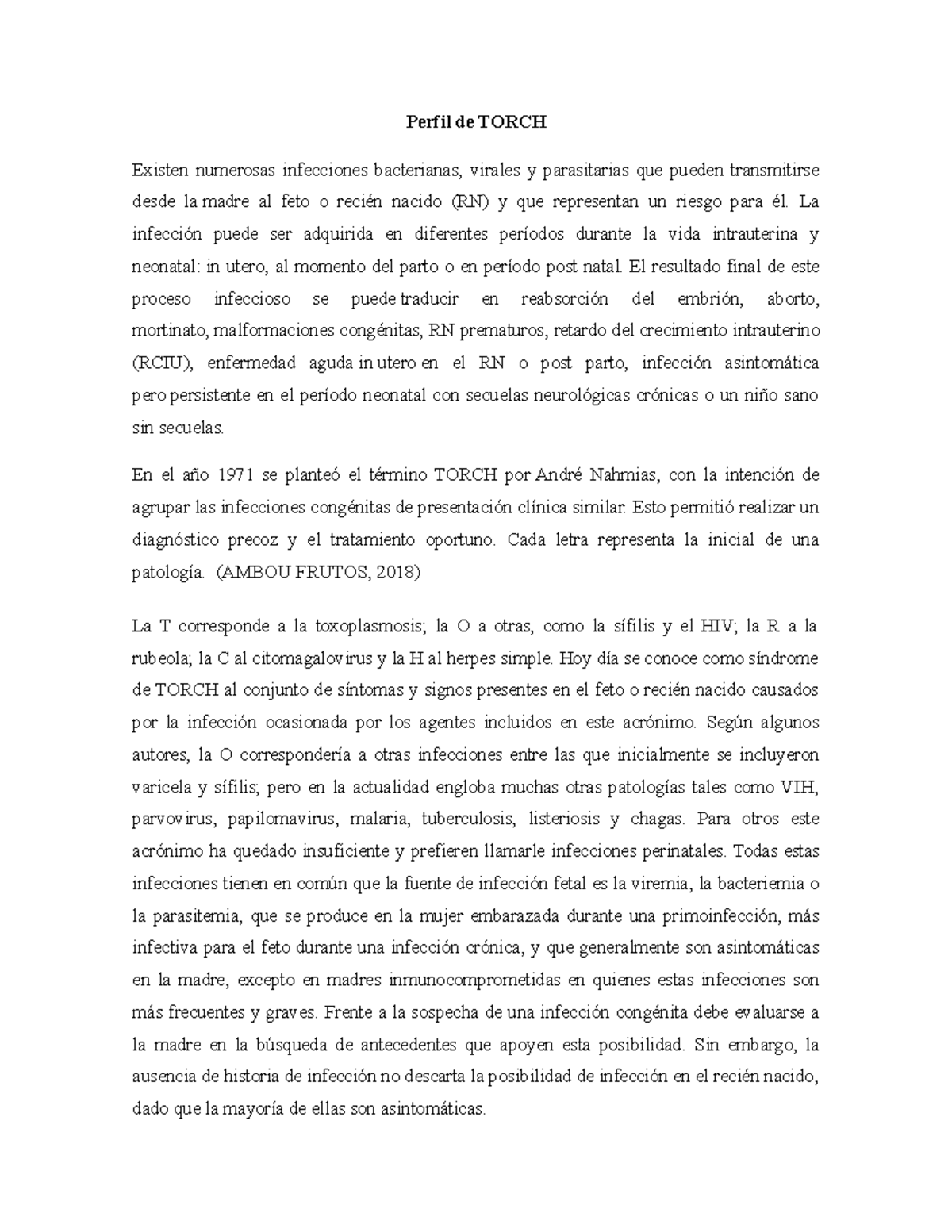 Perfil Torch - Perfil de TORCH Existen numerosas infecciones ...