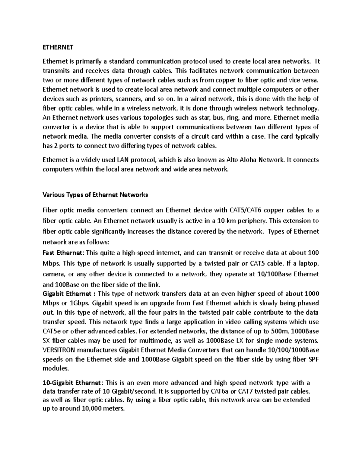Ethernet and its types - ETHERNET Ethernet is primarily a standard ...