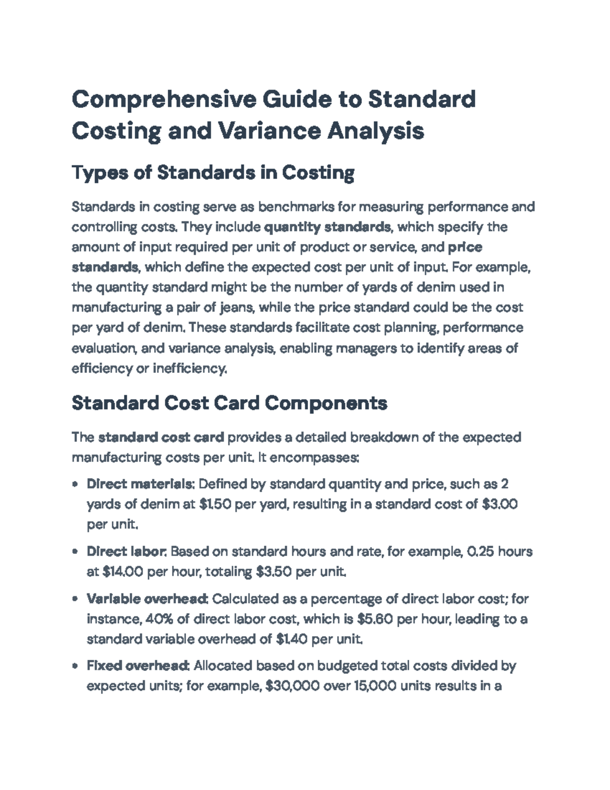 Comprehensive Guide to Standard Costing and Variance Analysis - They ...