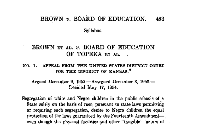 Brown v. Board of Education (1954) - Landmark Supreme Court Decision ...