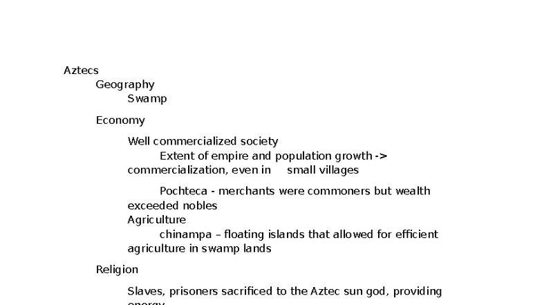 Aztec and Inca Empires: Geography, Economy, and Society Notes - Studocu