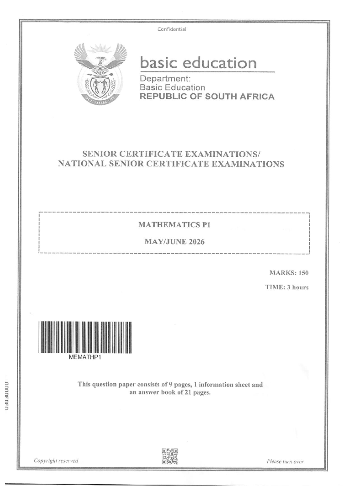 Maths P1 JUNE 2026 - Senior Certificate Exam Paper - Studocu