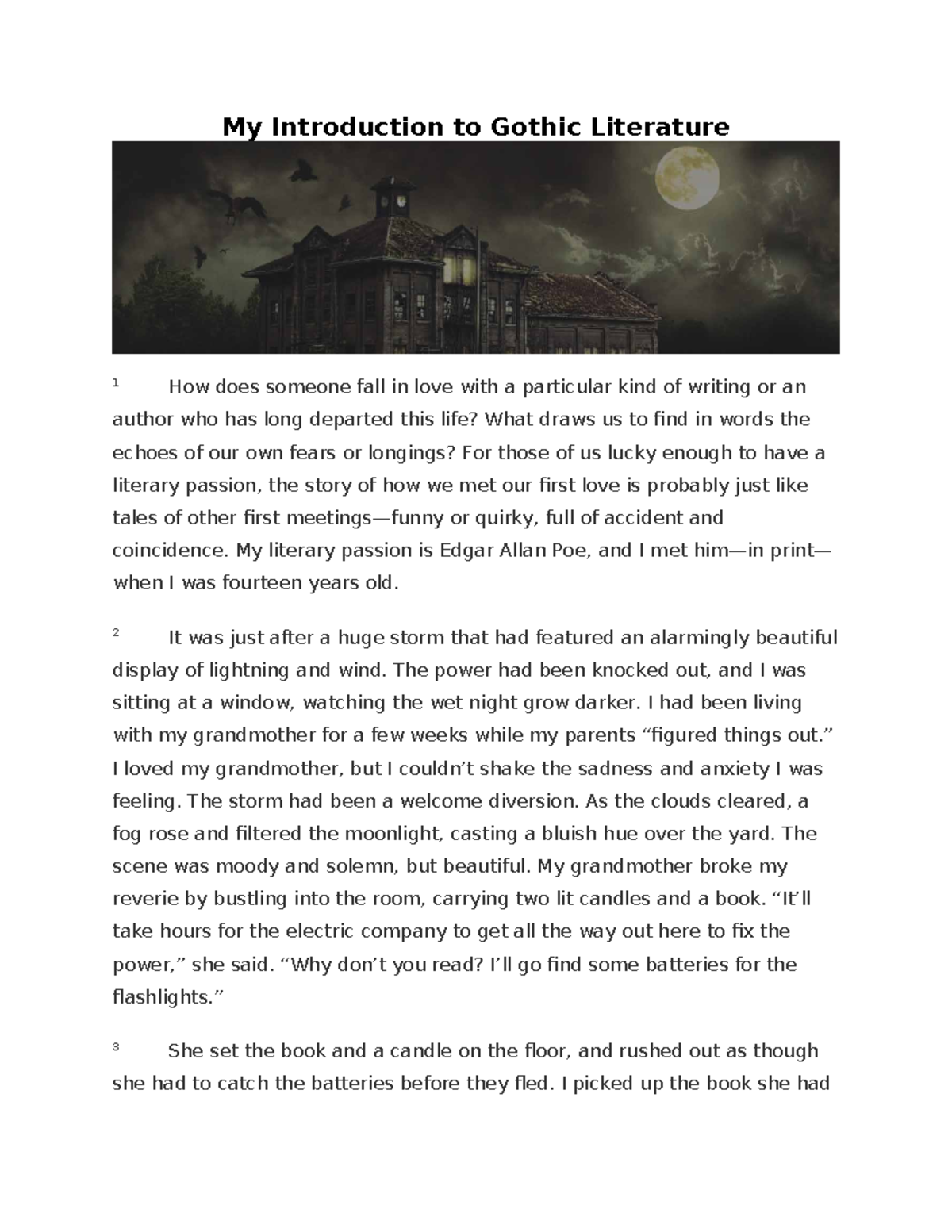 Gothic Literature Insights: My Journey with Poe and Beyond - Studocu