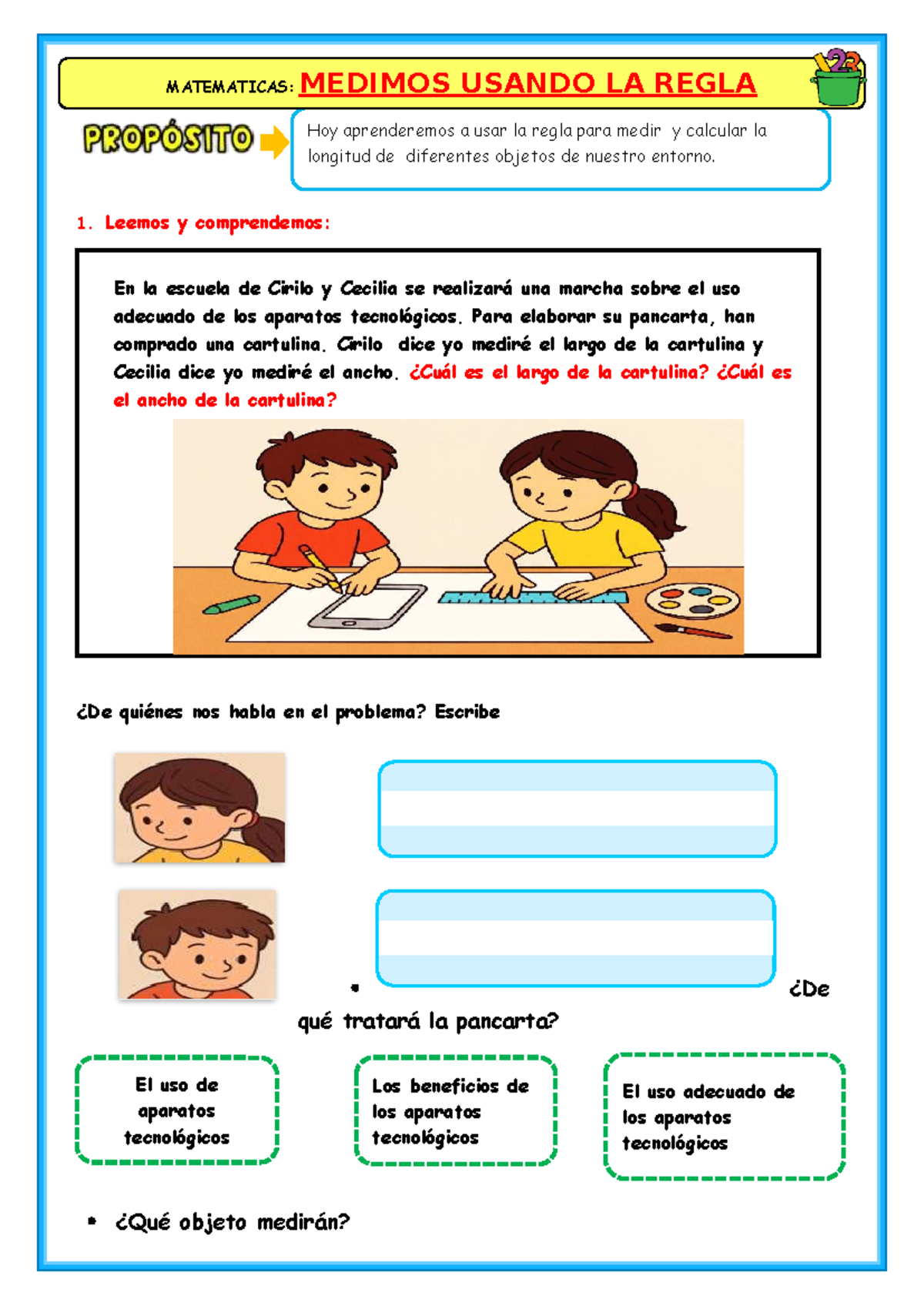 U5 S4 Ficha D4 MAT: Medimos Longitudes con la Regla - Studocu