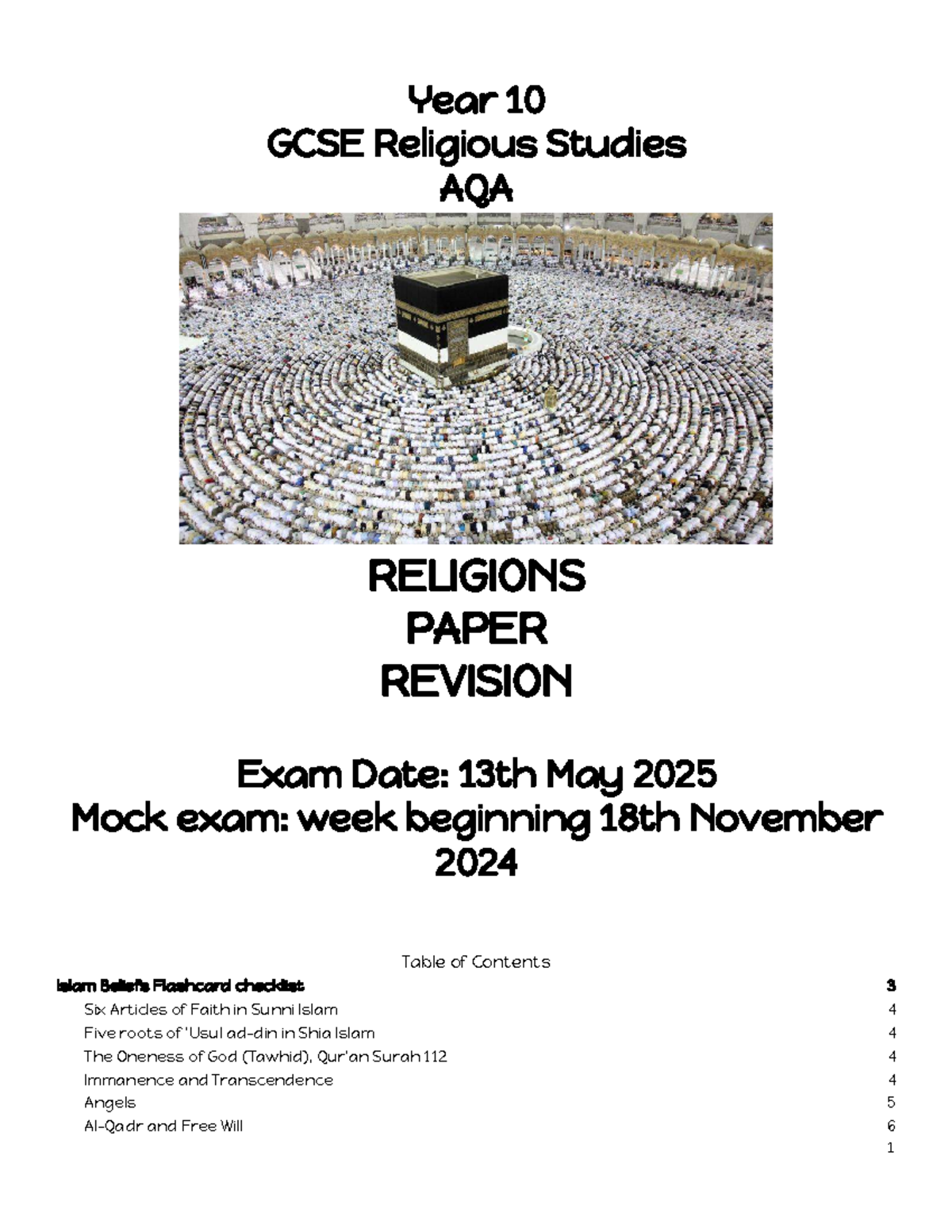 Year 10 GCSE Religious Studies AQA Revision Guide for Religions Paper ...