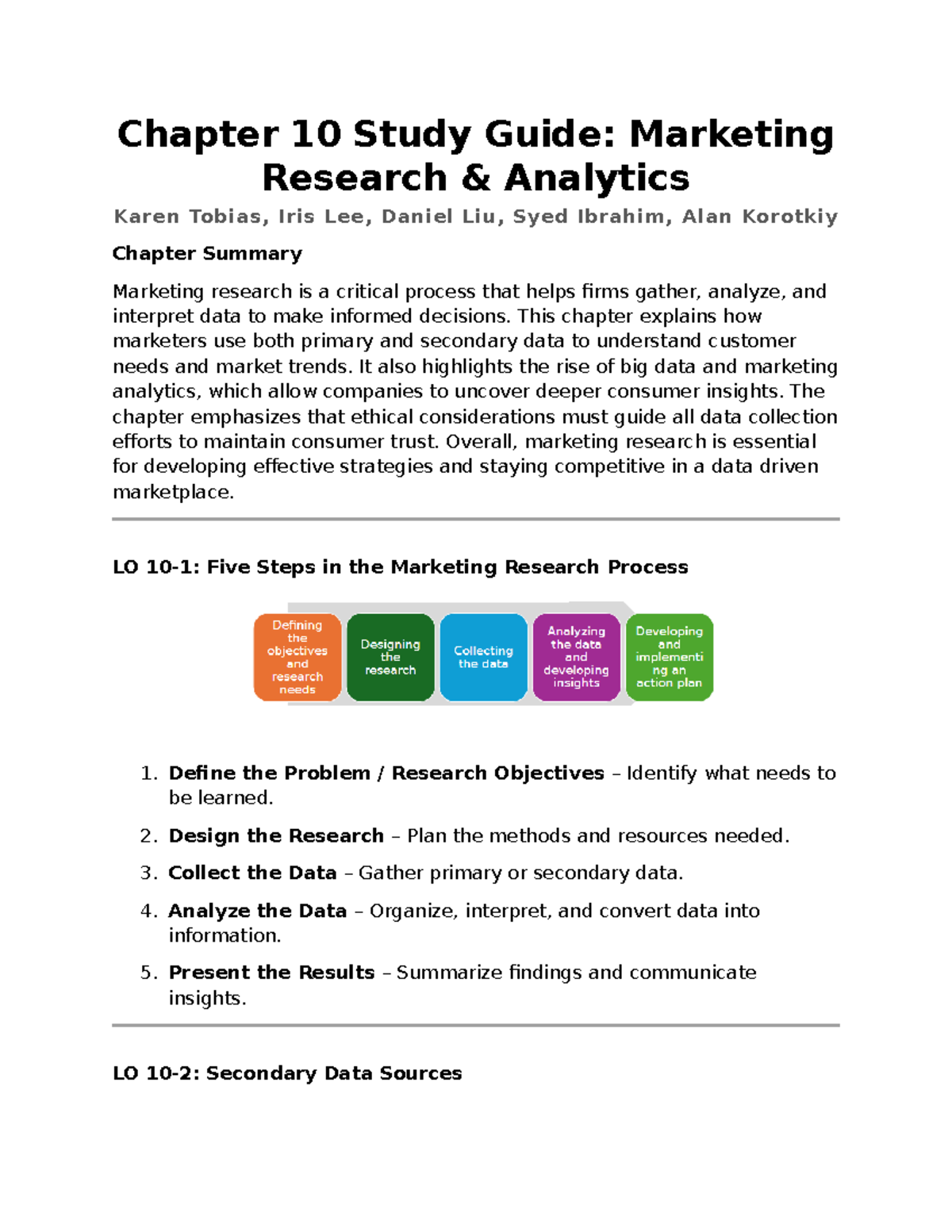 Chapter 10 Study Guide: Marketing Research Analytics (MKT 101) - Studocu