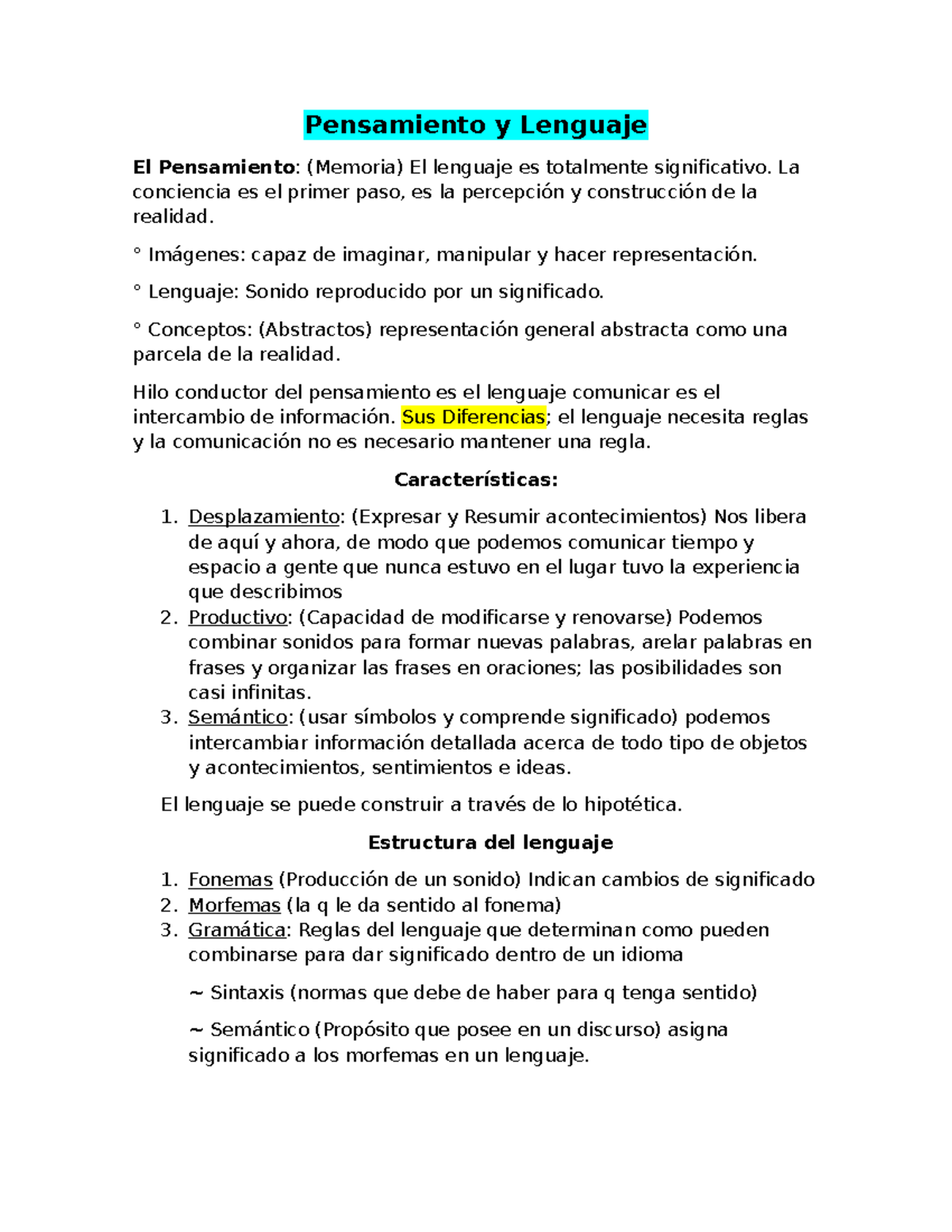 Guía de Estudio 3: Pensamiento y Lenguaje en Psicología - Studocu