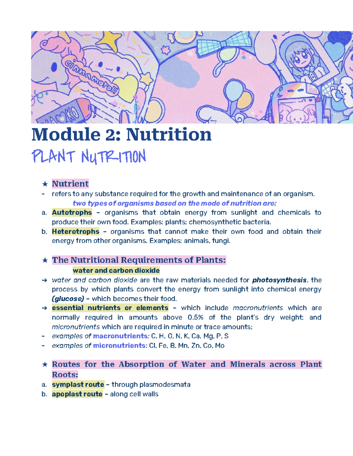 Q4 Bio Reviewer - Module 2: Plant and Animal Nutrition Insights - Studocu