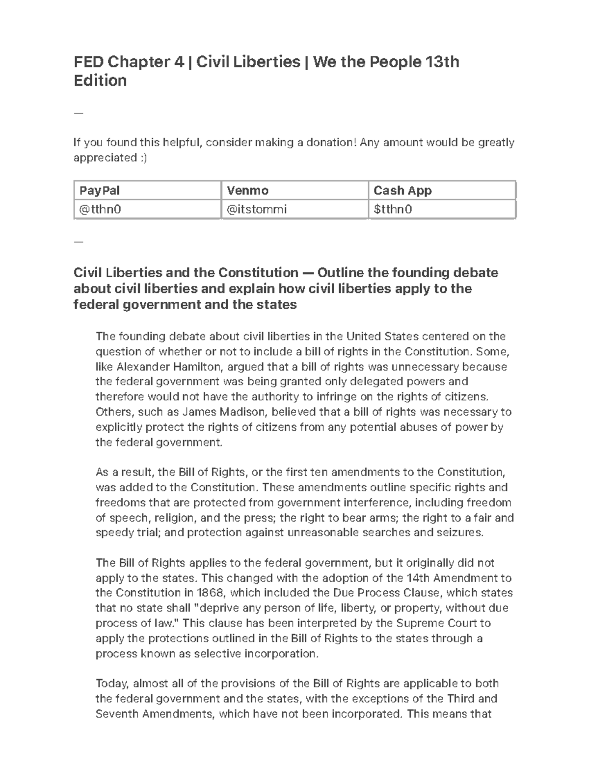FED Chapter 4 | Civil Liberties | We the People 13th Edition - FED ...