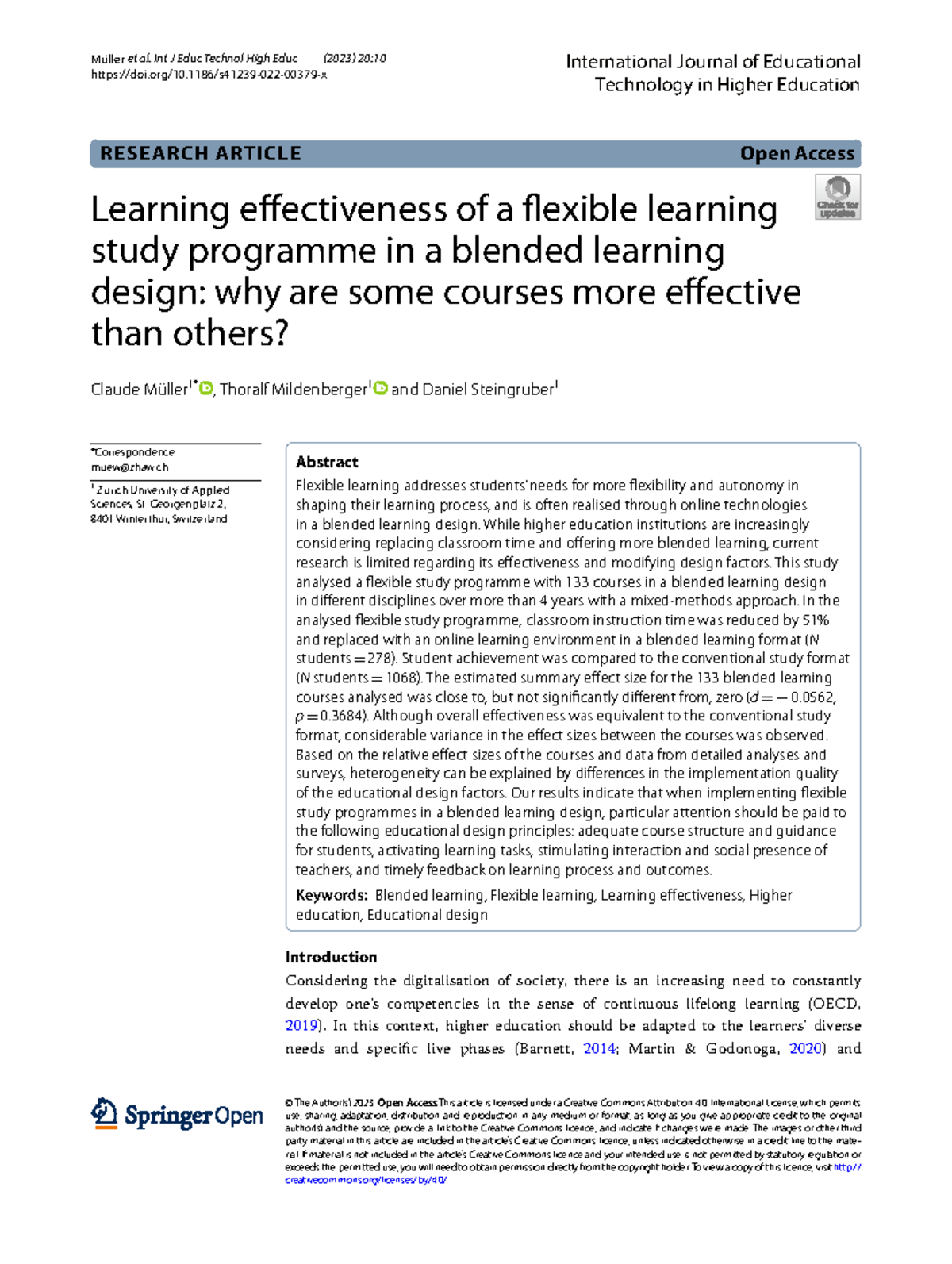 Learning Effectiveness in Blended Learning: A Study of FLEX Program ...
