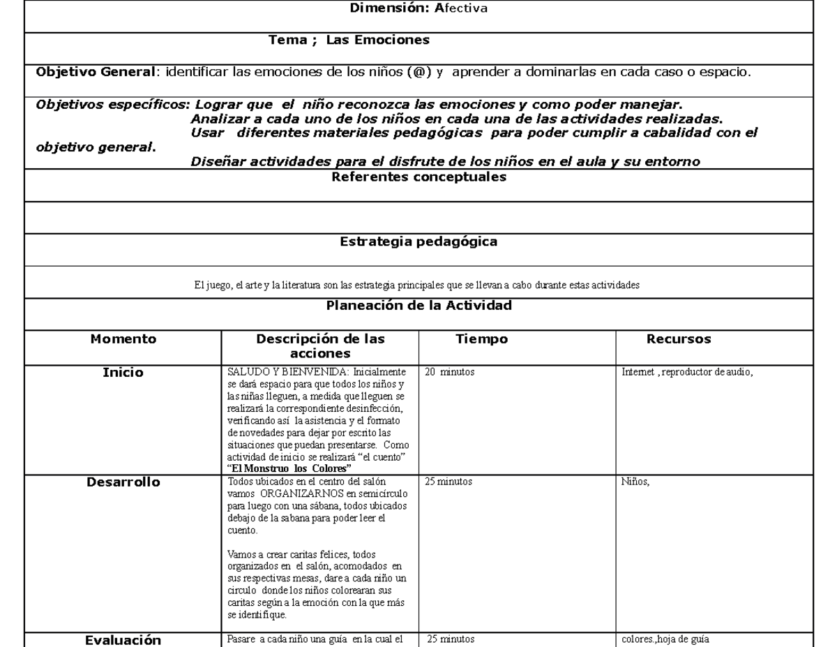 2 actividad - Estructura - Dimensión: Afectiva Tema ; Las Emociones ...