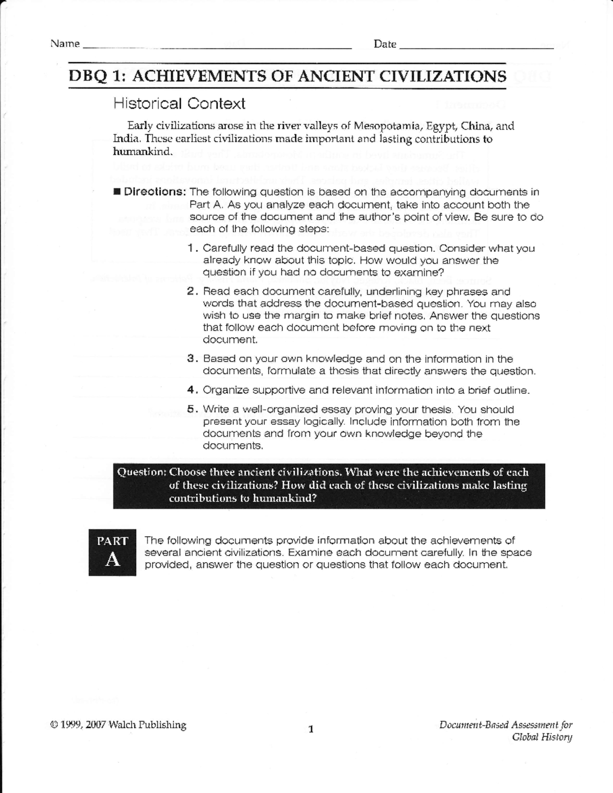 Anceint Civilizations DBQ - DBQ 1.: ACHIEVEMENTS OF ANCIENT ...
