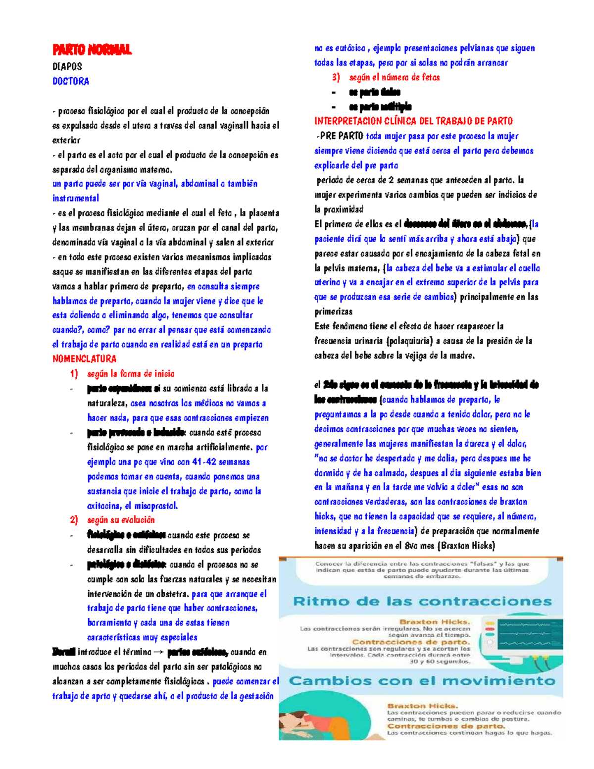 PARTO NORMAL: Proceso Fisiológico y Etapas del Trabajo de Parto - Studocu