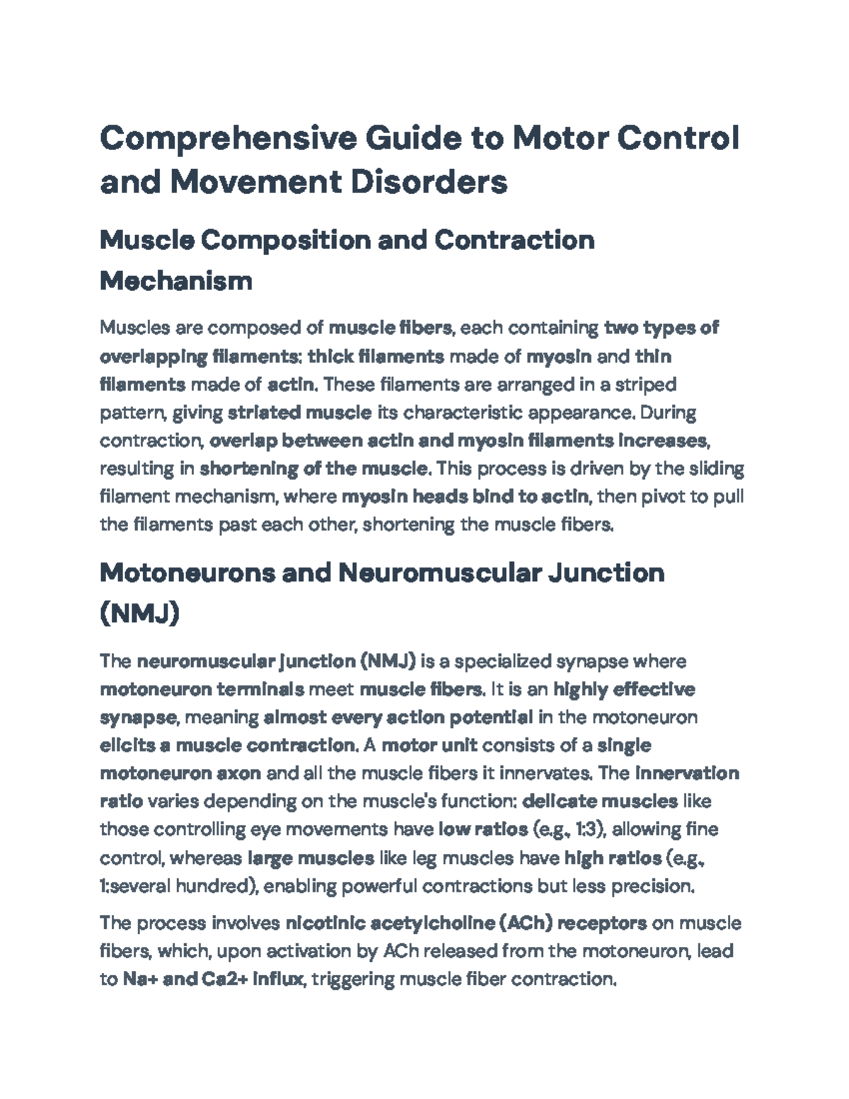 Comprehensive Overview of Motor Control & Movement Disorders (CNS 101 ...