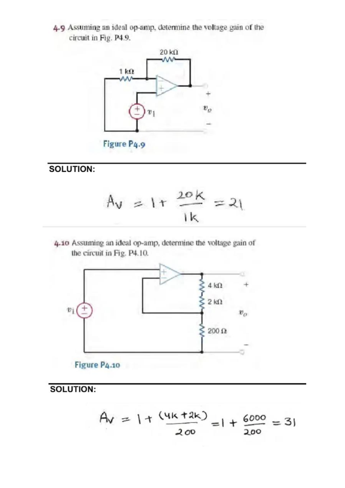 OP-Amp Practice Questions: Voltage Gain Calculations (Course Code: 4.9 ...