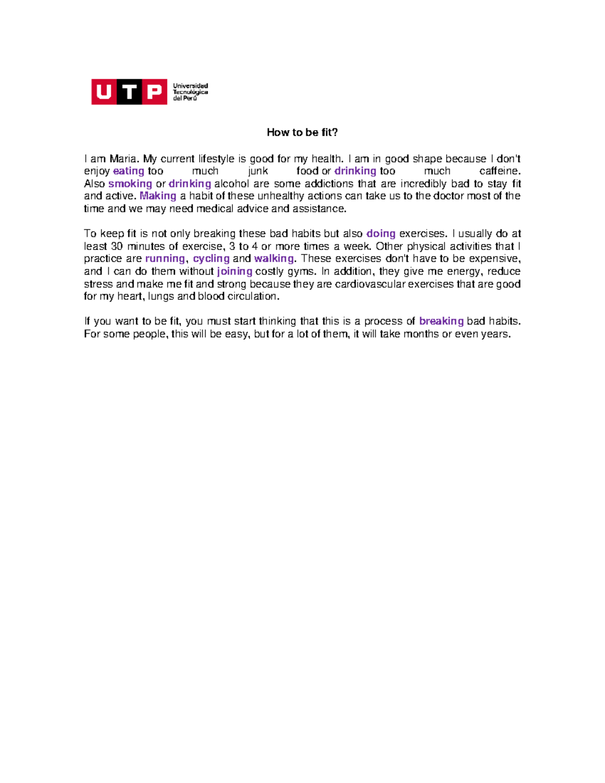 Week 14 - Script - How to be fit - How to be fit? I am Maria. My ...