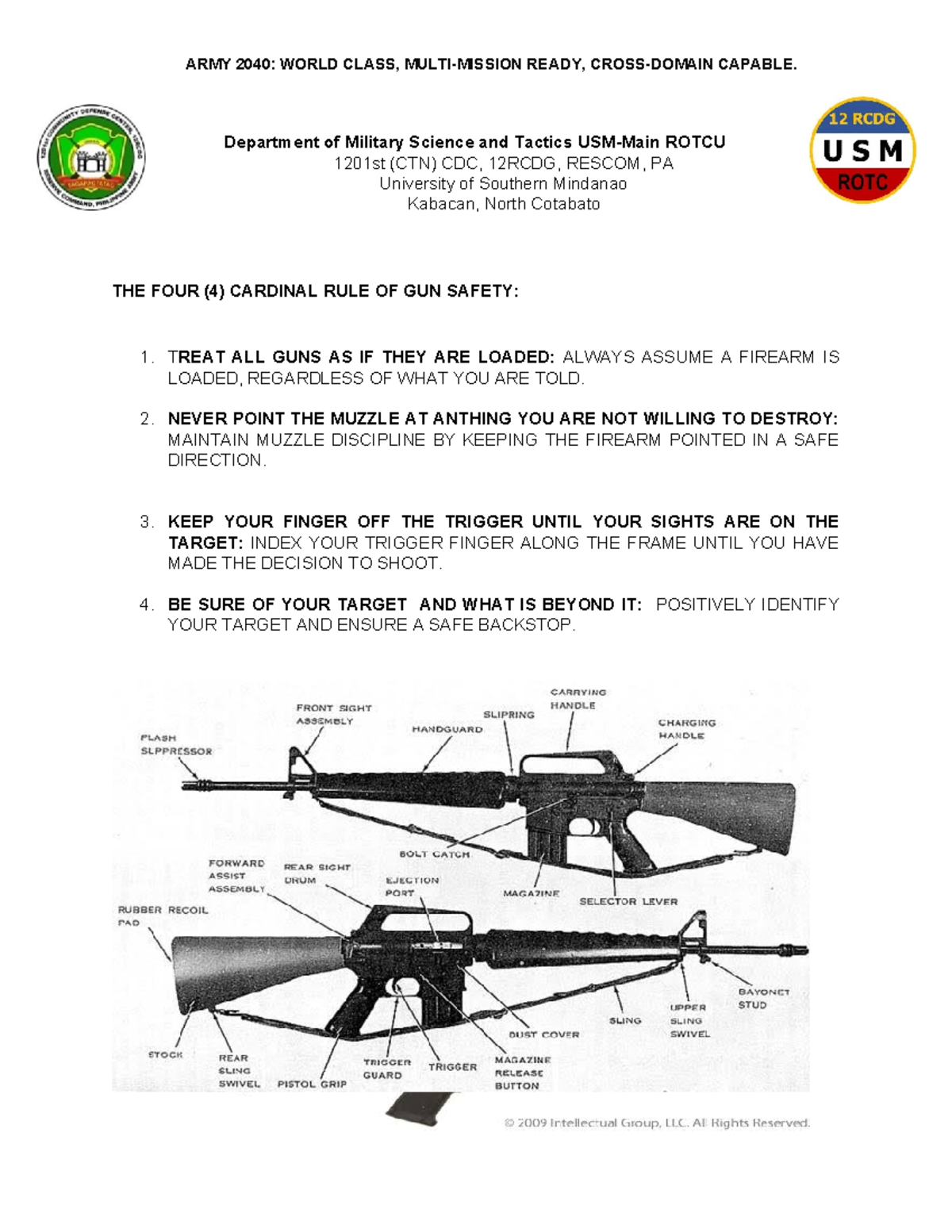 ARMY 2040: 4 Cardinal Rules of Gun Safety Guidelines - Studocu