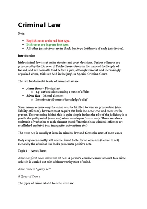 Criminal Law summary - Lecture notes 1-7 - Criminal Law Note: English ...