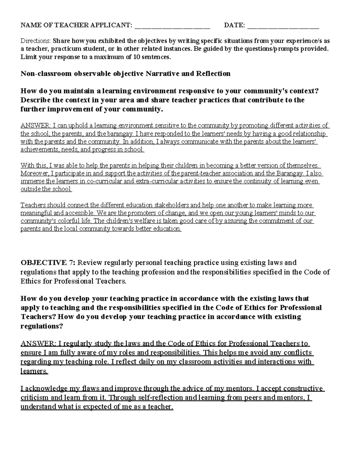 Teacher Reflection Form 2026: Enhancing Learning Environments - Studocu