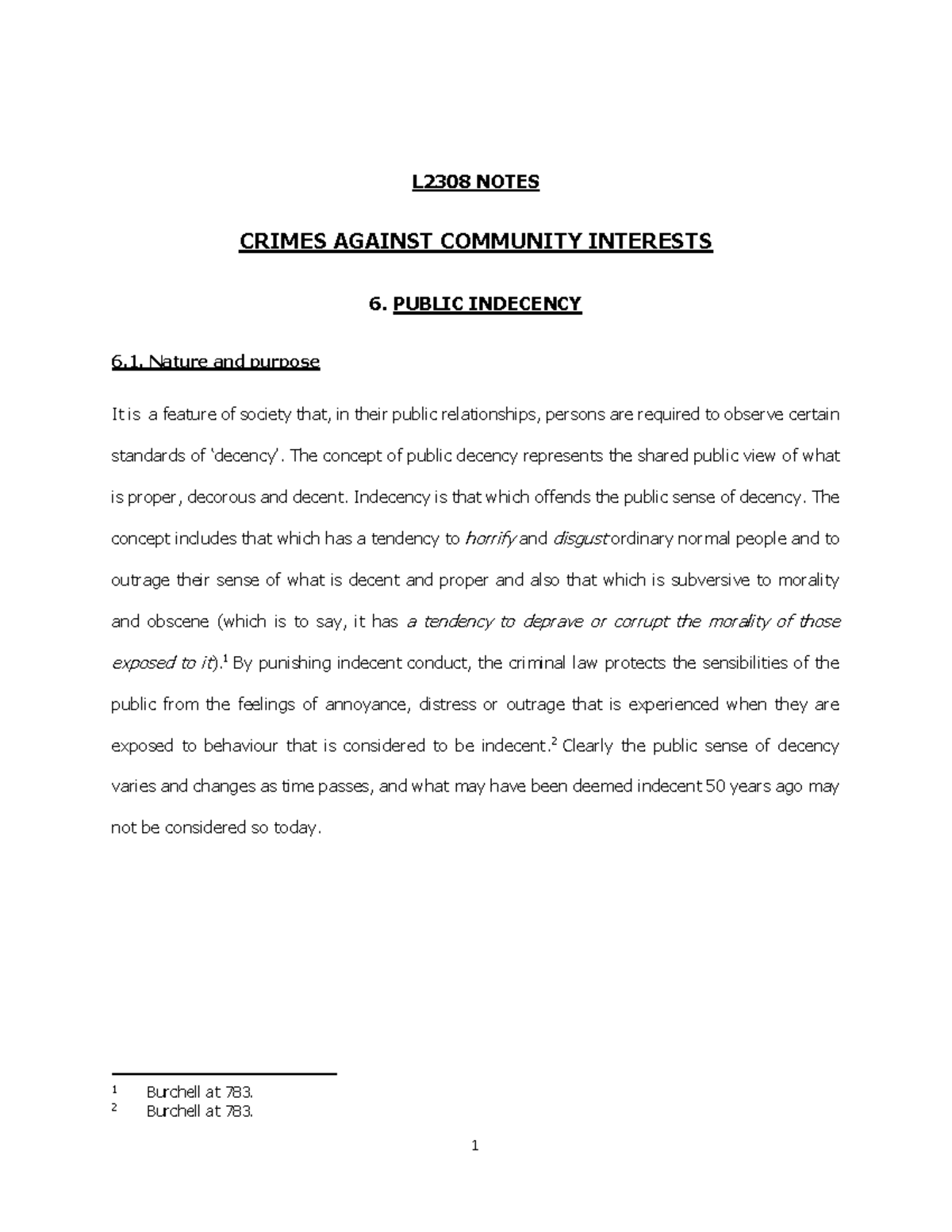 L2308 NOTES: Crimes Against Community Interests - Public Indecency ...