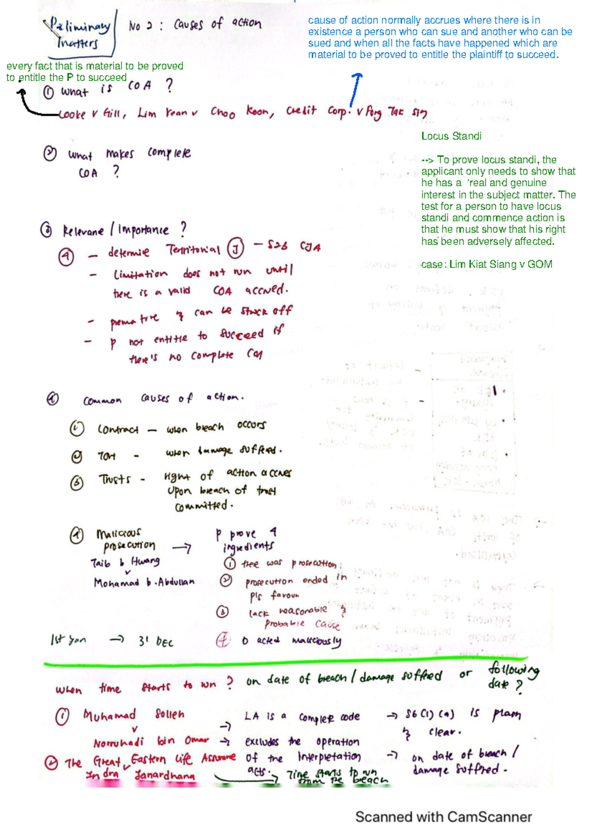 Cause of Action - Comprehensive Notes for Legal Studies - Studocu