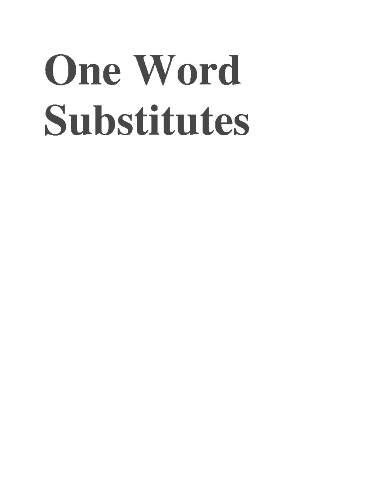 One world substitution, USAT - One Word Substitutes Compiled By: Bader ...