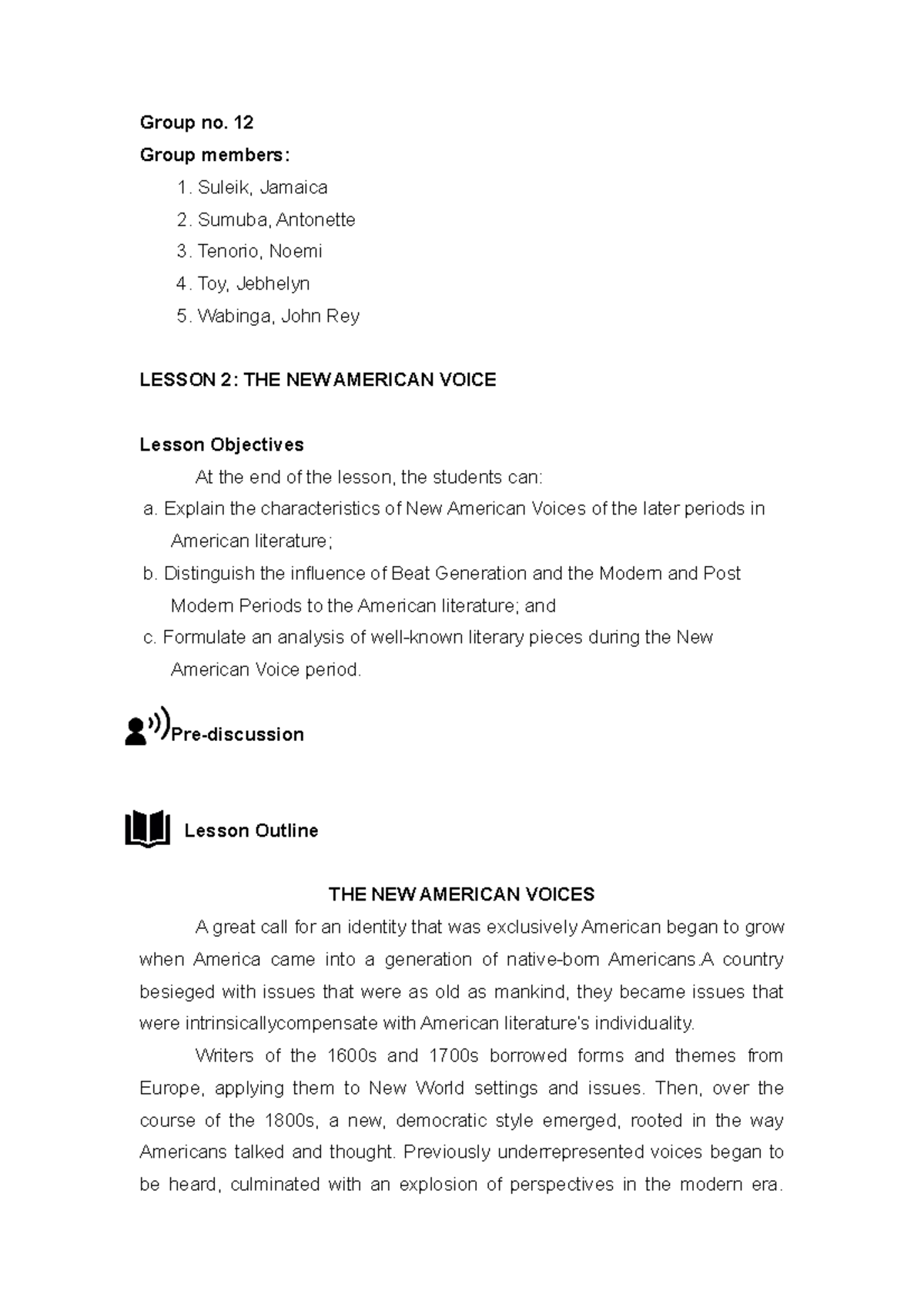 NEW- American- Voices: Understanding Lesson 2 on Distinctive Literature ...