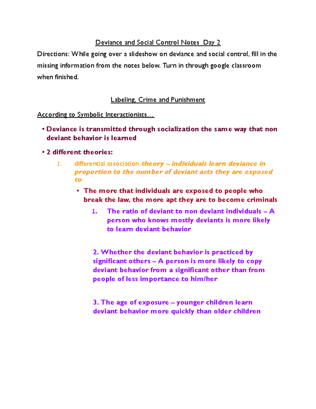 Deviance and Social Control Notes - Day 2 - Studocu