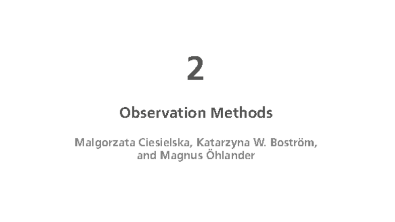 Observation Methods in Social Sciences: A Comprehensive Overview - Studocu