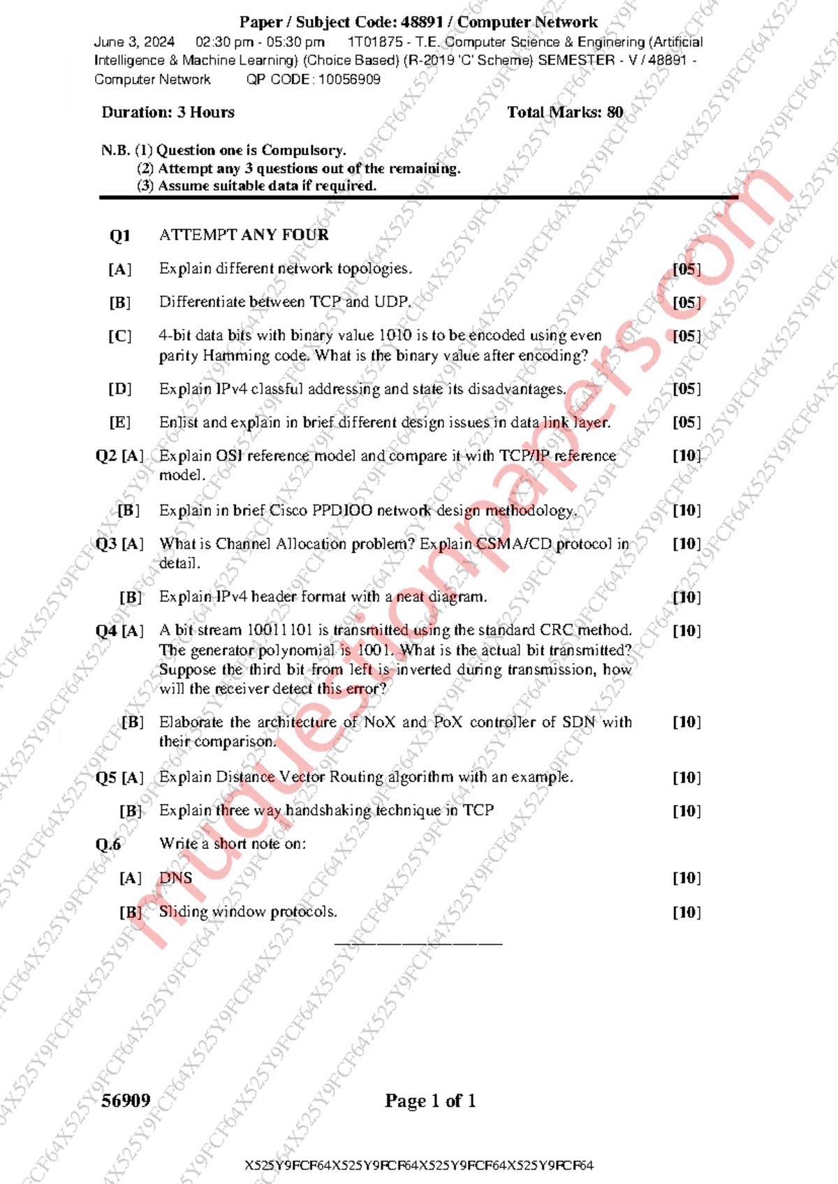 Computer Network Revision Notes for Semester V (48891) - May 2024 - Studocu