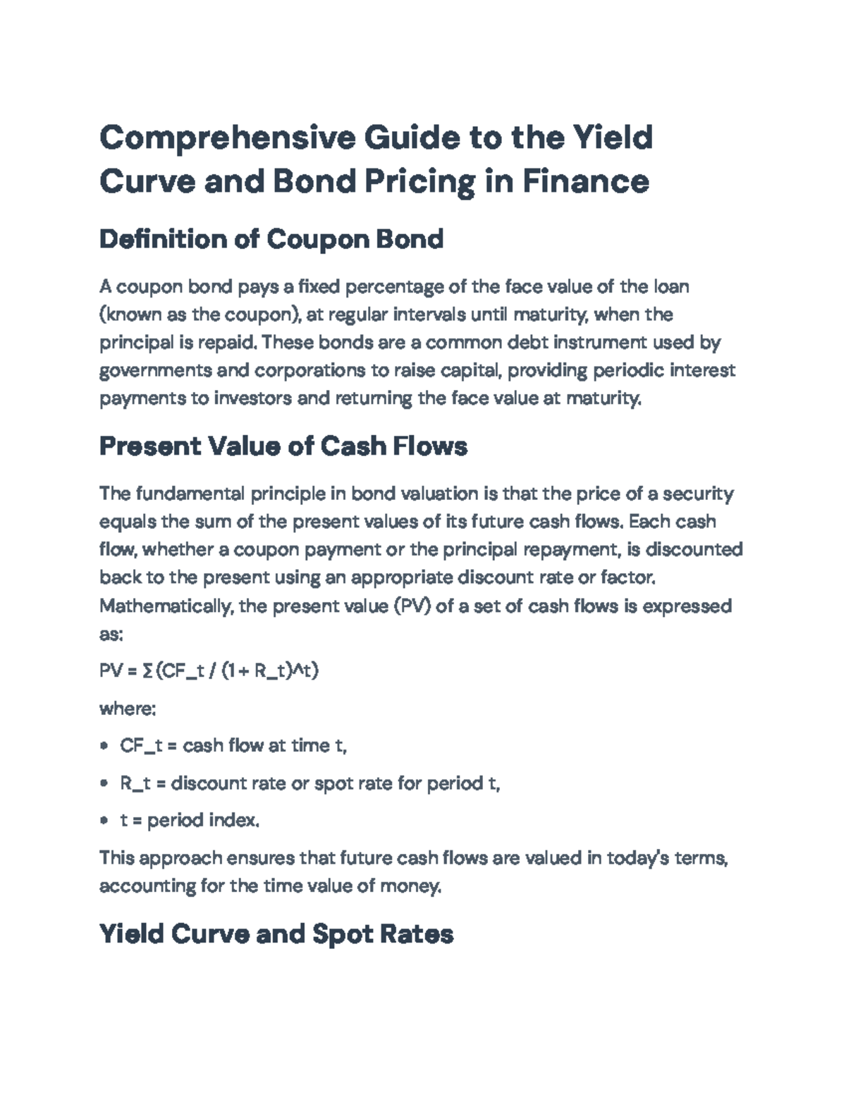Comprehensive Guide to Yield Curve & Bond Pricing in Finance - Studocu