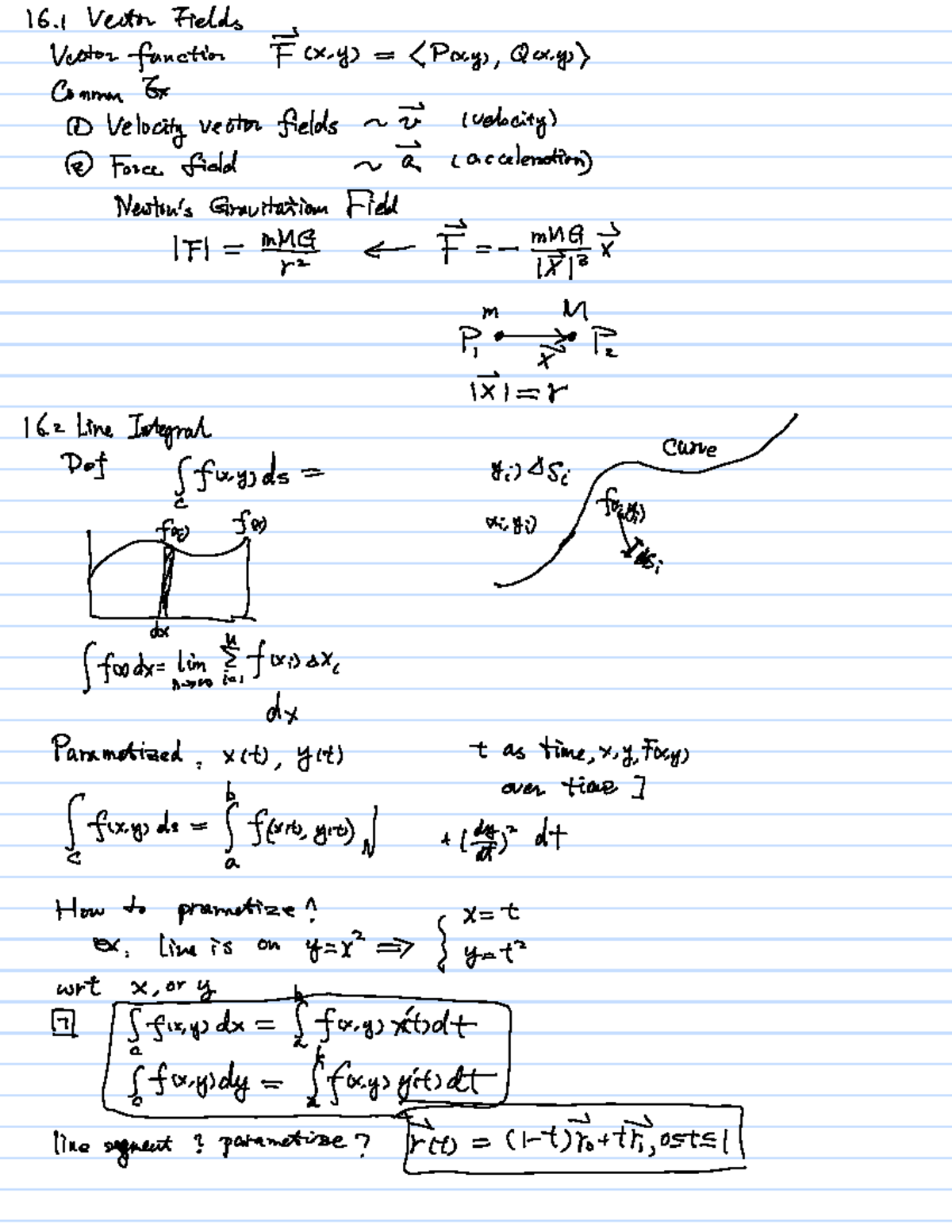 1D Chap 16 Notes - 16 Vector Fields Vector function F (x,y) Qx) Common ...