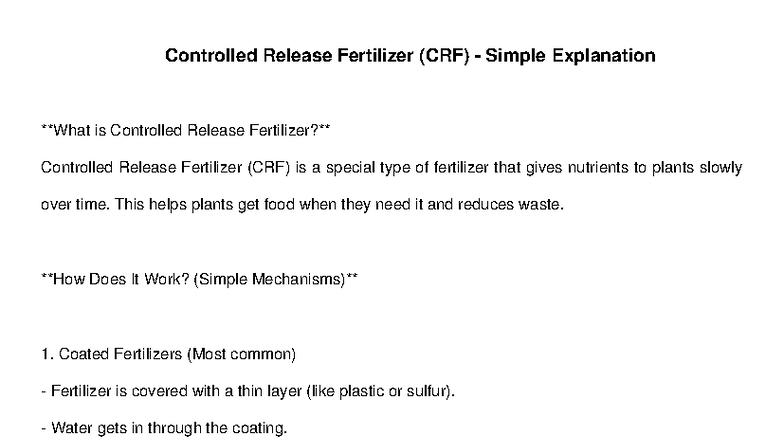 Controlled Release Fertilizer (CRF) Explained: Benefits & Types - Studocu