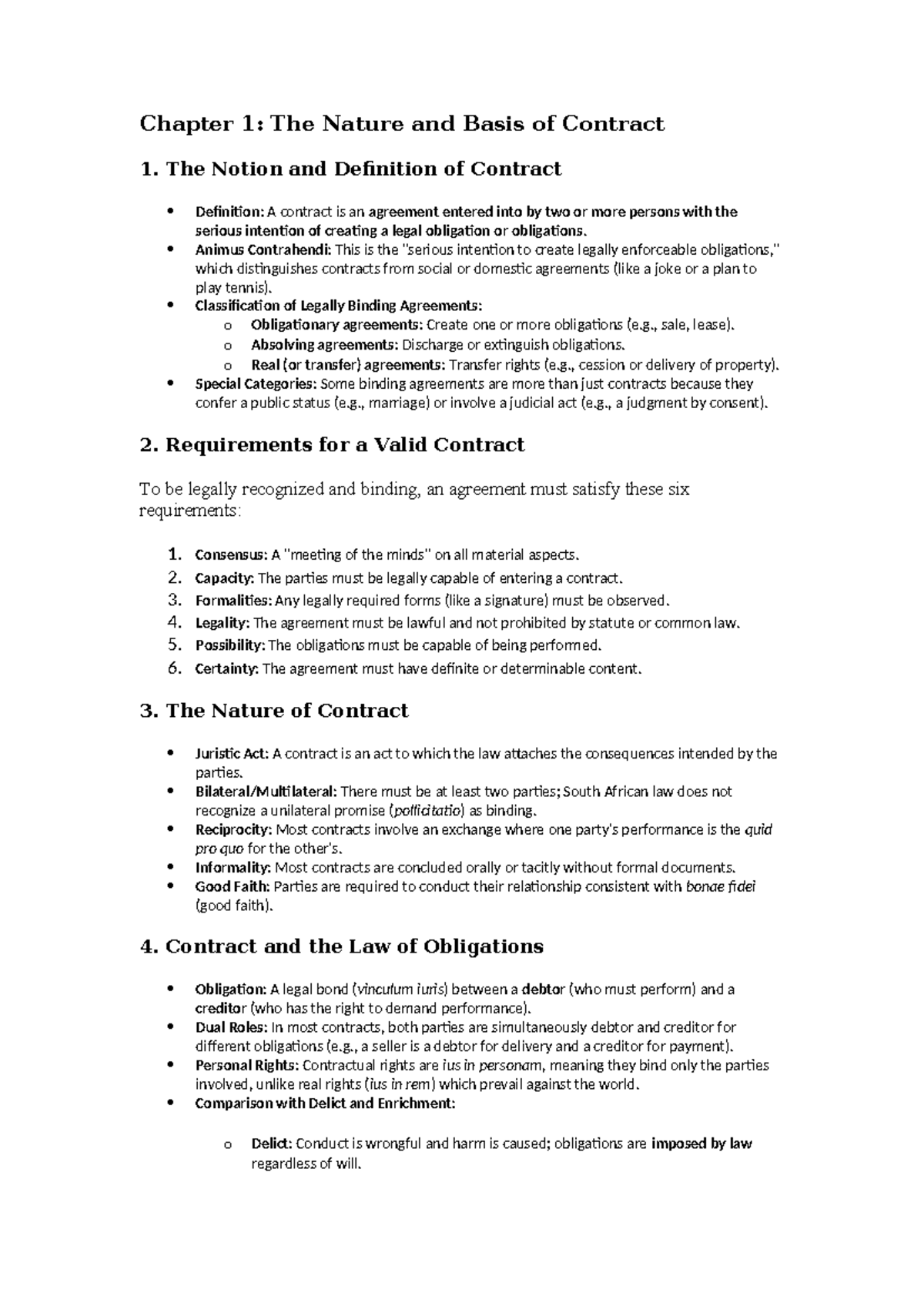 Chapter 1: Understanding the Nature & Basis of Contract Law - Studocu
