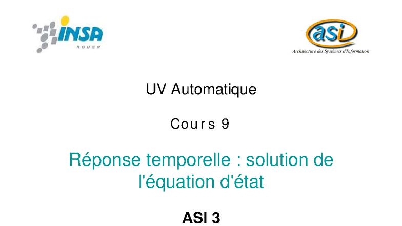 Réponse Temporelle et Matrice de Transition - Automatique 1 Cours 9 ...