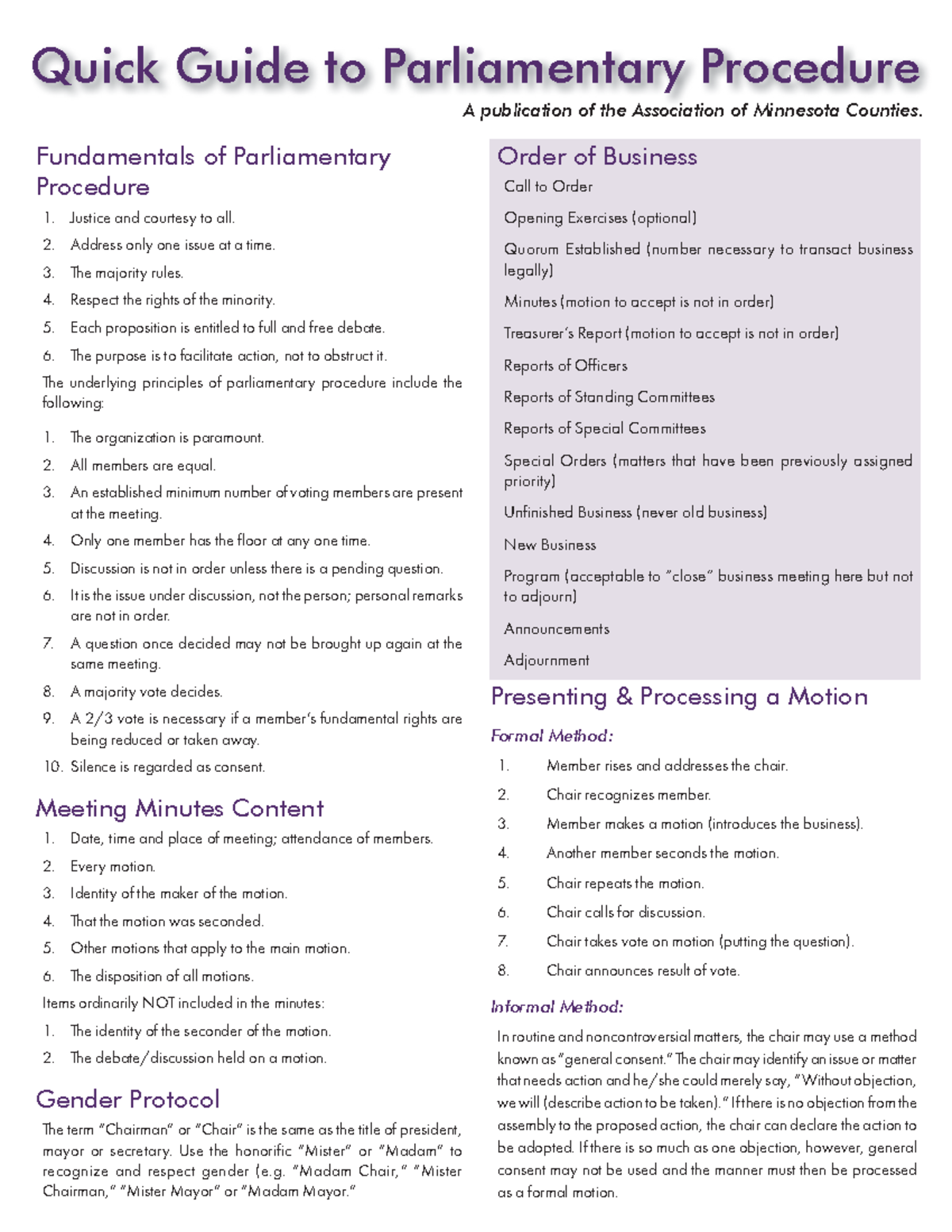 Parliamentary Procedure: A Comprehensive Overview Guide - Studocu