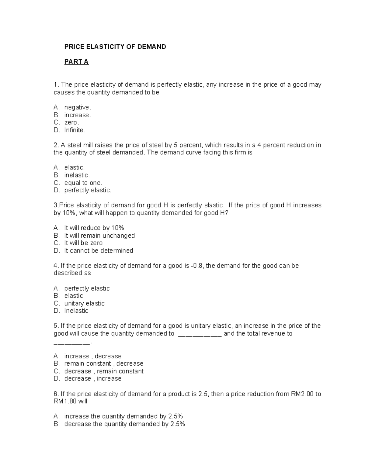 Price Elasticity OF Demand Tutorial ECO120 - PRICE ELASTICITY OF DEMAND ...