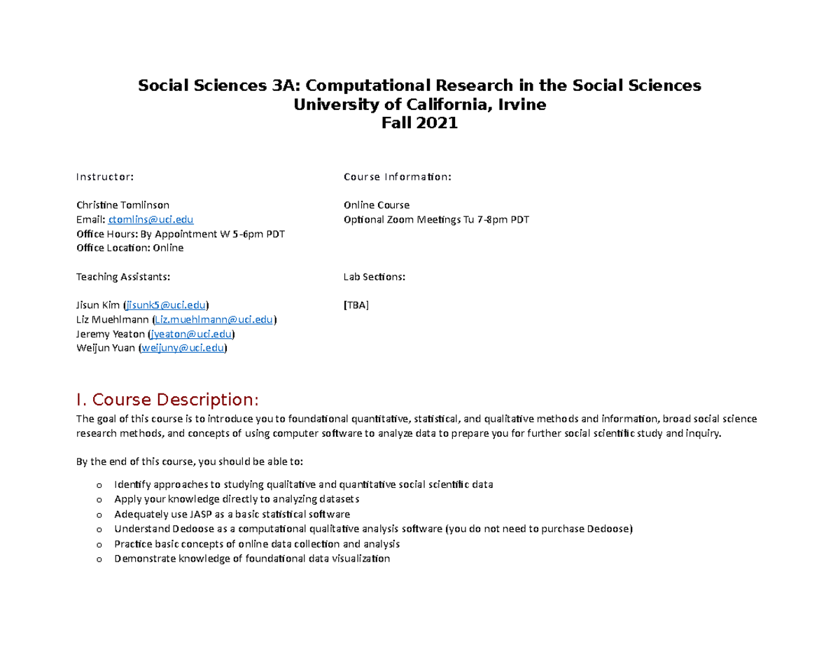 Soc Sci 3A Fall 2021 - syllabus - Social Sciences 3A: Computational ...