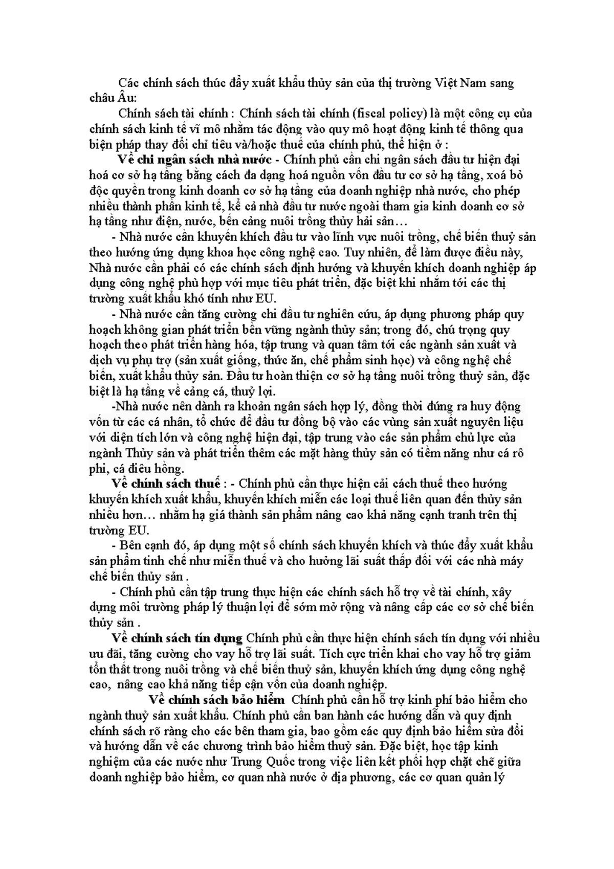 2.2.3 2 - dhdhdhd - Các chính sách thúc đẩy xuất khẩu thủy sản của thị ...
