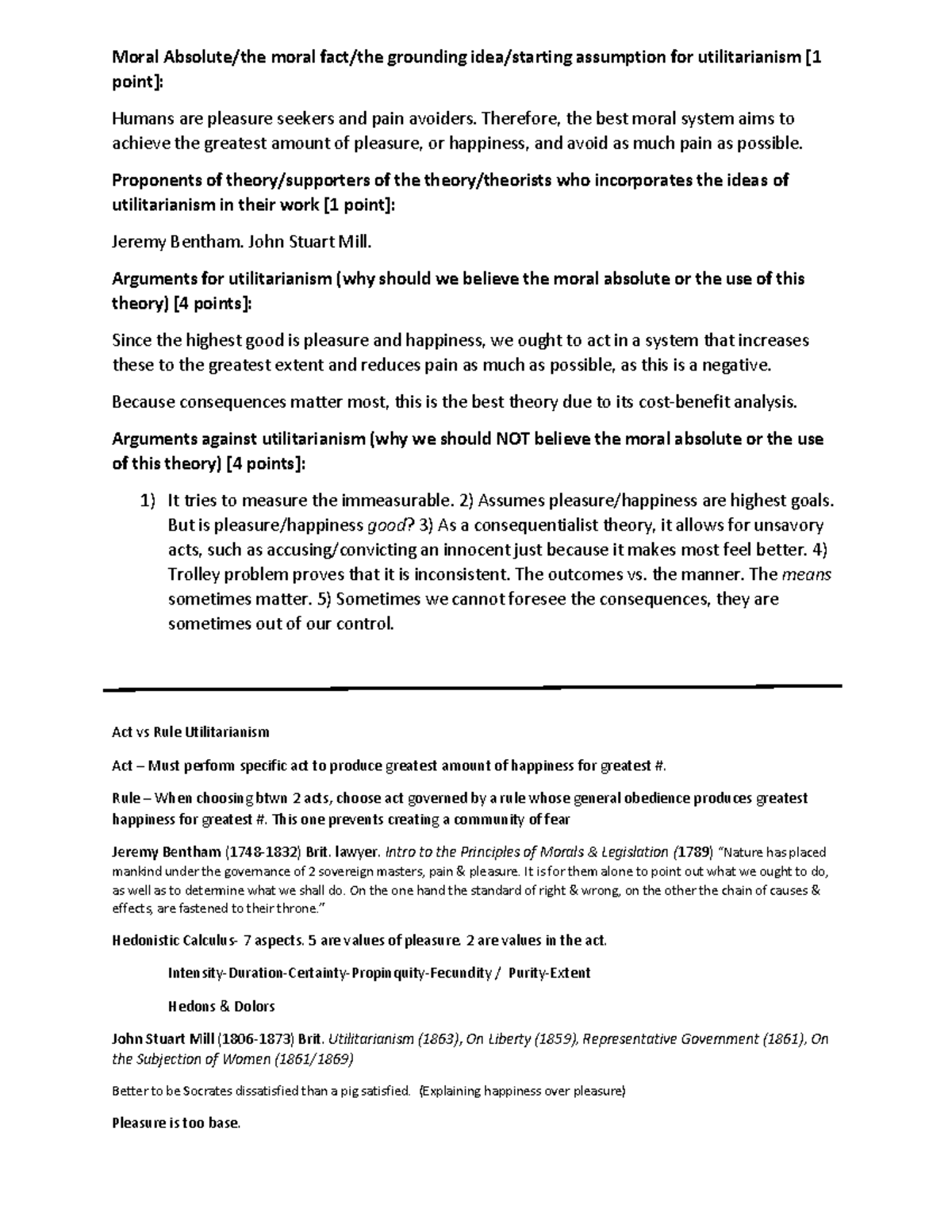 Utilitarianism Worksheet TM: Exploring Moral Grounding and Critiques ...