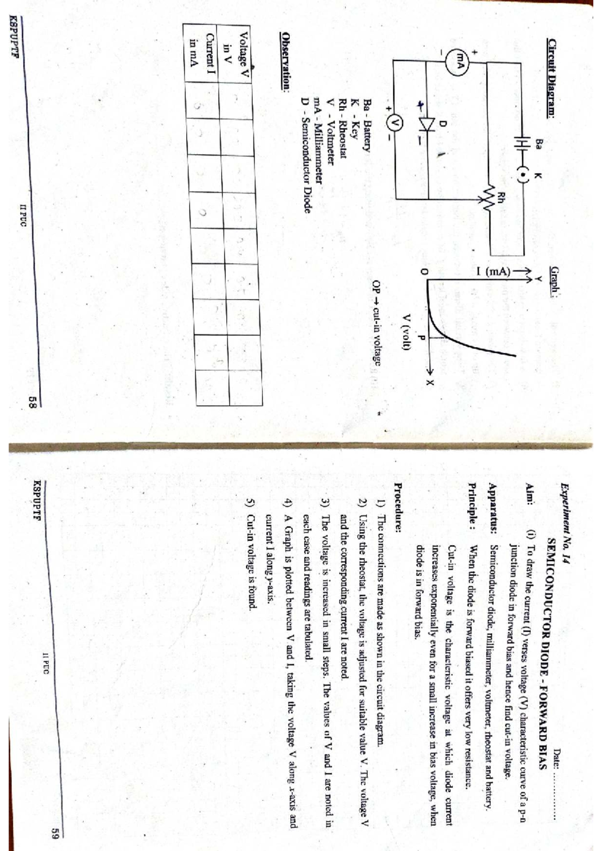 Experiment No. 14: Forward Bias Characteristics of Semiconductor Diode ...