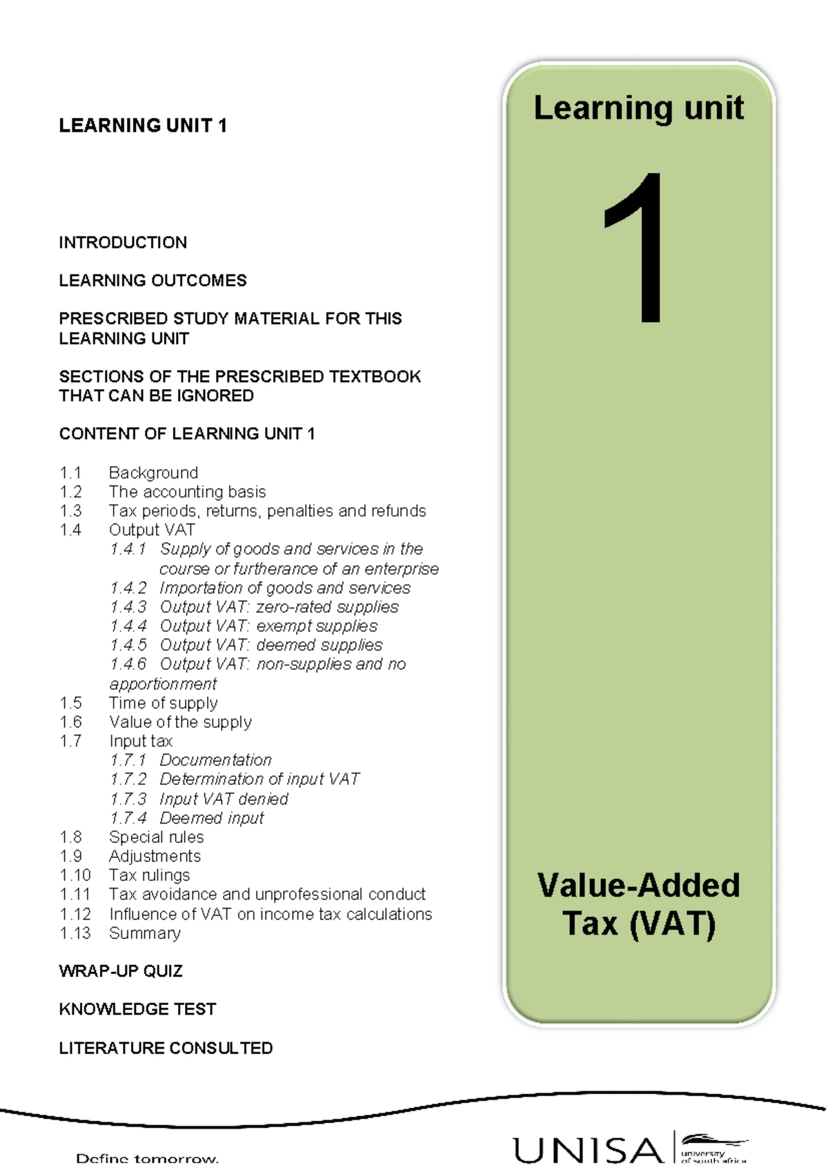 TAX4861 - VAT Summary: Understanding Time and Consideration in Supply ...