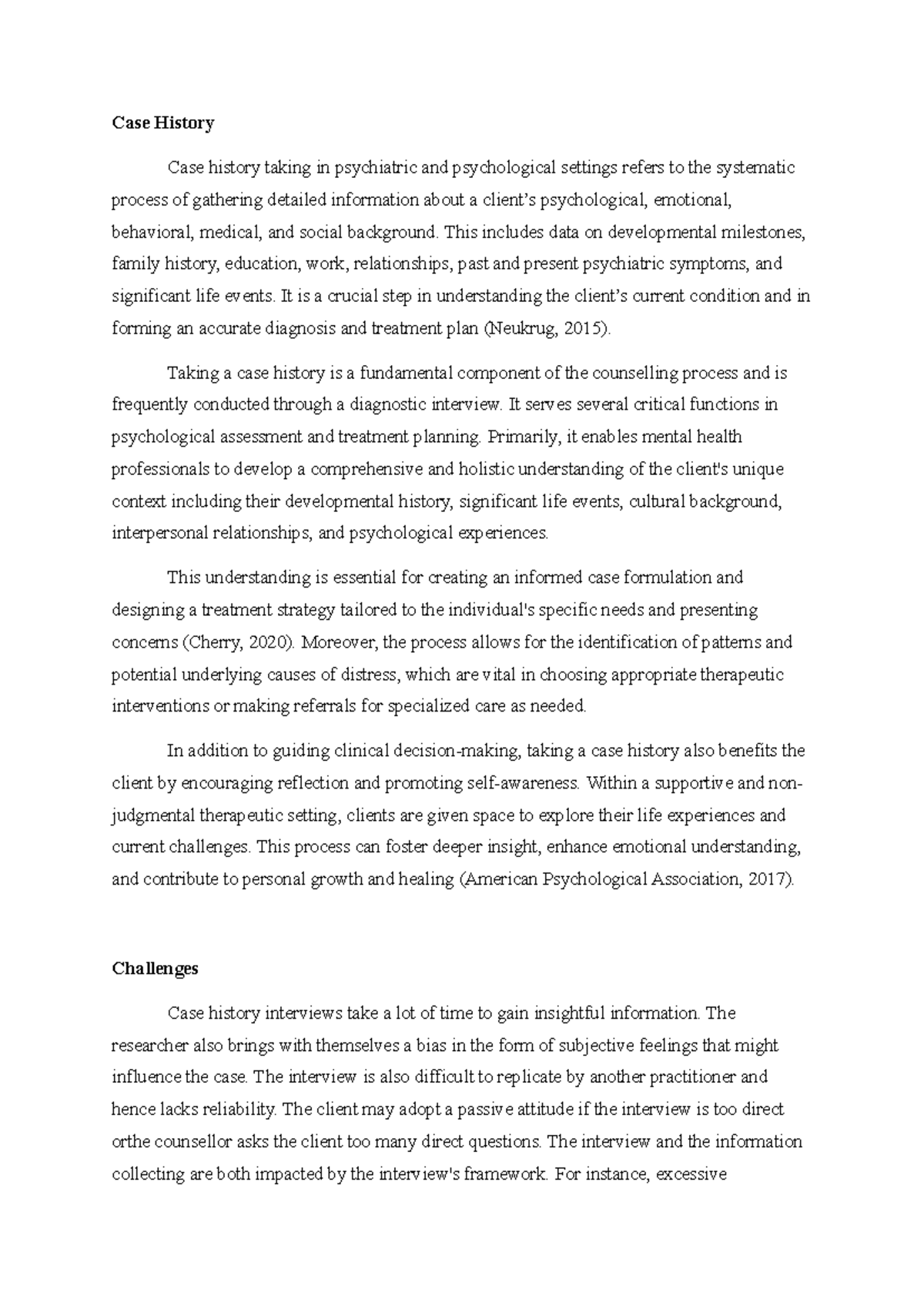 Case Study: Comprehensive Case History & MSE in Psychology - Studocu