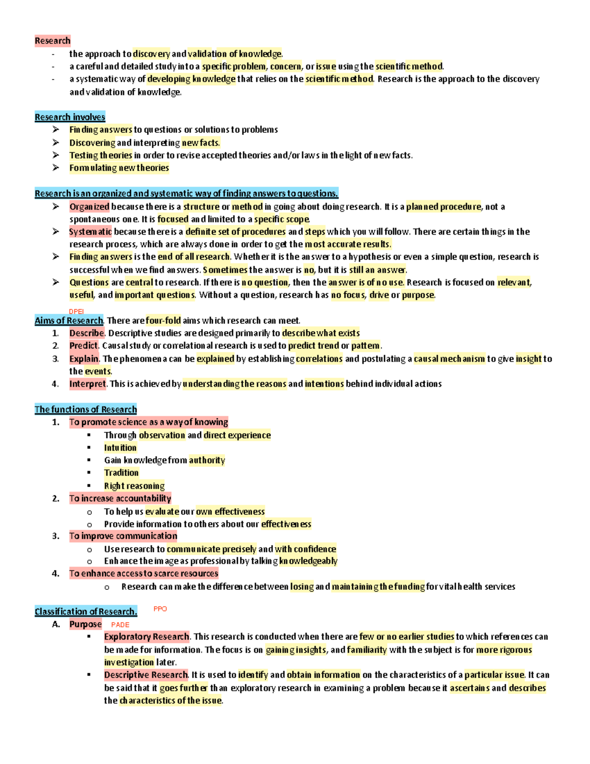 DPEI 1-6: Comprehensive Review of Research Methodologies and Approaches - Studocu