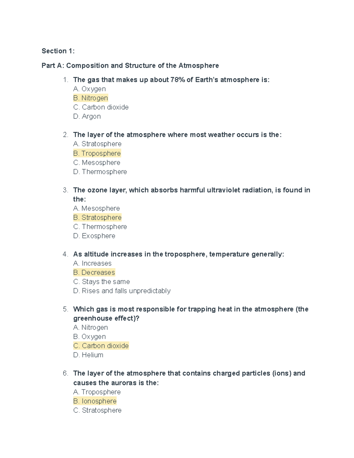 E & S HW 6 - Earth in Space: Atmosphere & Weather Concepts - Studocu